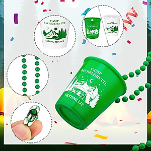 Landical 12 Pcs Camp Bachelorette Party Shot Glasses Necklaces on Beaded Hitched Getting Lit Plastic Shot Necklace Cups Bachelorette Party Bridal Party Necklaces for Decorations Wedding Favors