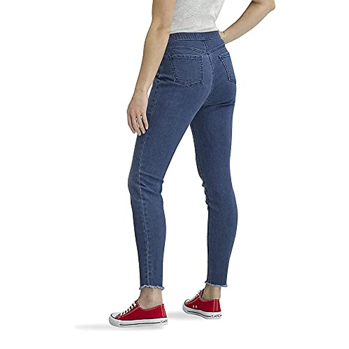 No Nonsense Women's Frayed Edge Denim Leggings, Medium Wash, XX-Large