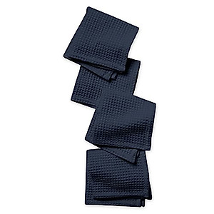 Encasa Dish Towels Cotton 12x12 in Highly Absorbent and Quick-Drying, Use Once and Wash Cleaning, Ultra-Soft Multipurpose Kitchen Dish Cloths | Pack of 12 | Navy