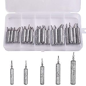 Drop Shot Weights Assortment Freshwater and Saltwater Fishing Sinkers Weights Skinny Pencil Weights Fishing Snagless Sinker Rigs Fishing Weights Hook Swivels for Bass Fishing Catfishing (30PCS KIT)