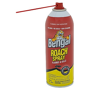 Bengal Roach Spray, Odorless Stain-Free Dry Spray, 2-Count, 9 Oz. Aerosol Cans