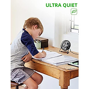 xasla 4 Inch Small USB Desk Fan, Mini Quiet Fan with Metal Construction & Strong Airflow & 360°Adjustable Tilt Angle, Personal Cooling Fan for Desktop Office (Black)…