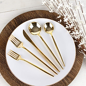 Novelty Flatware Gold Teaspoons - 32 Pieces - Modern & Stylish Plastic Flatware for Chic Table Settings, Perfect for Parties, Catering & Events