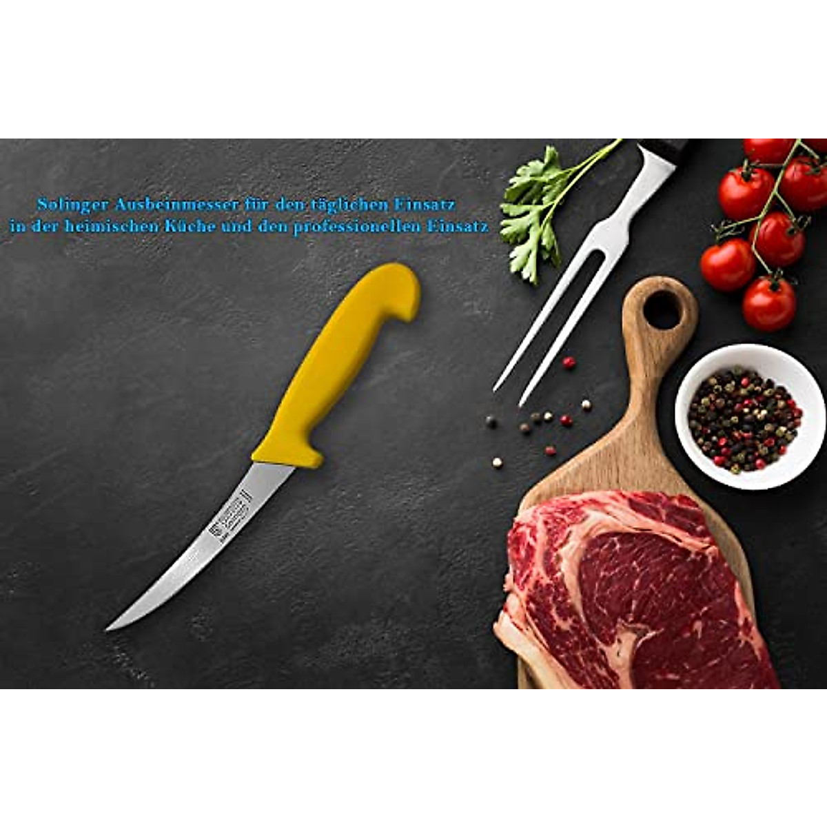SMI - 6 inch Solingen Boning Knife Curved Meat Knife Professional Flexible Sharp Kitchen Knife Solingen Knife - Made in Germany