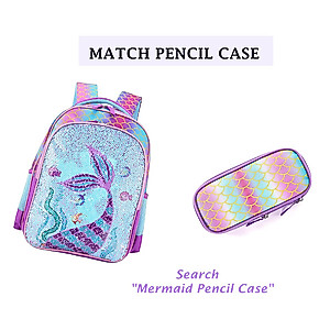 Usnyabni THE Crafts Reversible Sequin School Backpack Lightweight Little Kid Book Bag for Preschool Kindergarten Elementary (17", Mermaid