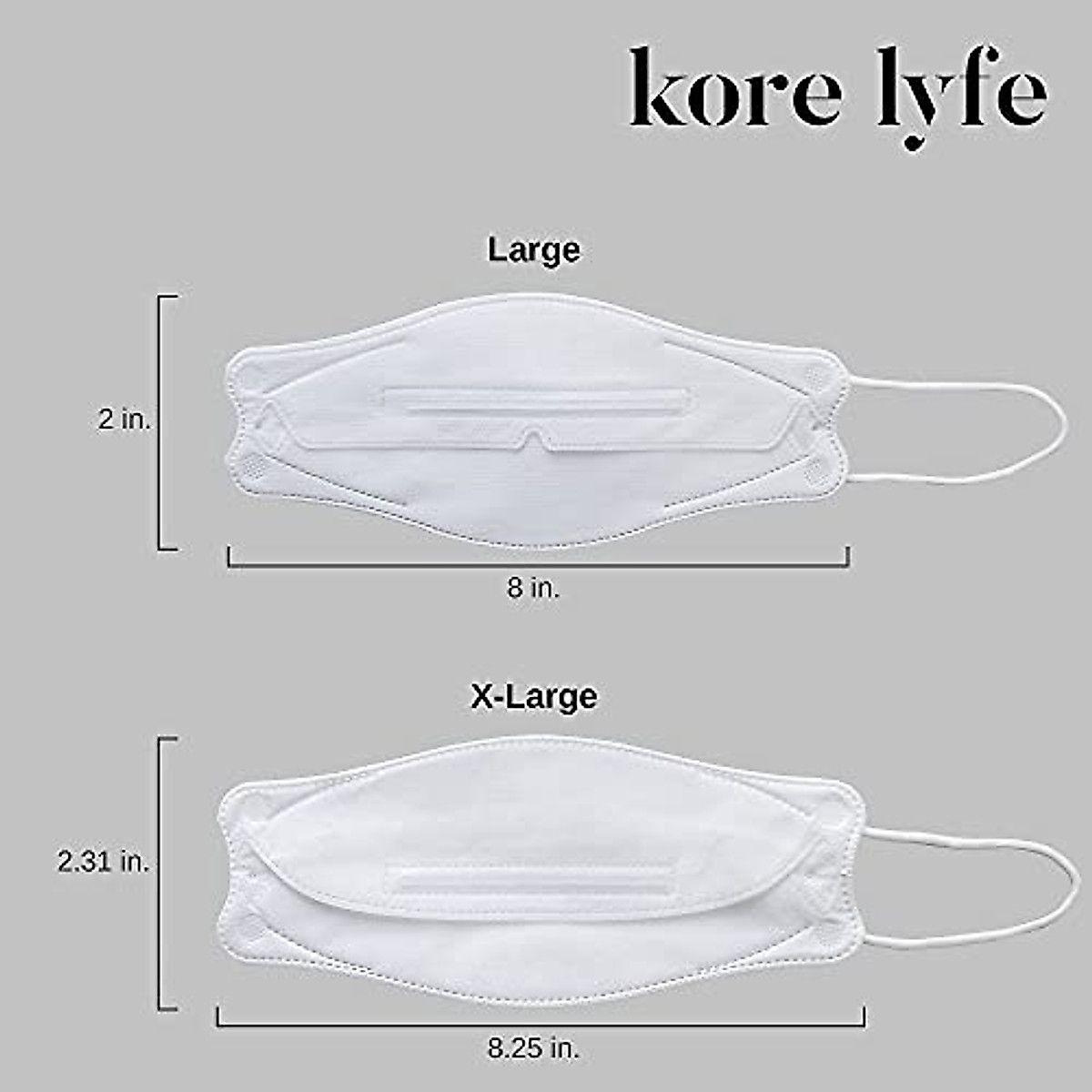 [10 PCS] 25% LARGER KF94 Face Mask - X-LARGE WHITE - [Made in Korea] - In 5 PCS Reclosable Package - Breathable Premium Quality - [Package in English]