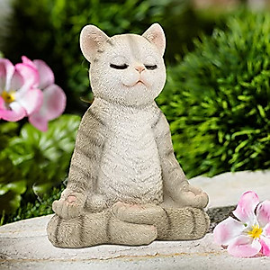 Qeeman Meditating Zen Garden Cat Statue Figurine,Indoor/Outdoor Garden Cat Sculpture for Home,Patio,Deck,Yard Art or Lawn Deco,8.7" H,Gifts for mom/momgrandma Gifts/Birthday Gifts for mom