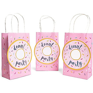 BLUE PANDA Donut Birthday Party Favor Bags (5.25 x 9 x 3.15 Inches, 24 Pack)
