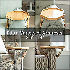 Clip On Tray Sofa Table for Wide Couches. Couch Arm Tray Table, Portable Table, TV Table and Side Tables for Small Spaces. Stable Sofa Arm Table for Eating and Drink Table (Natural)