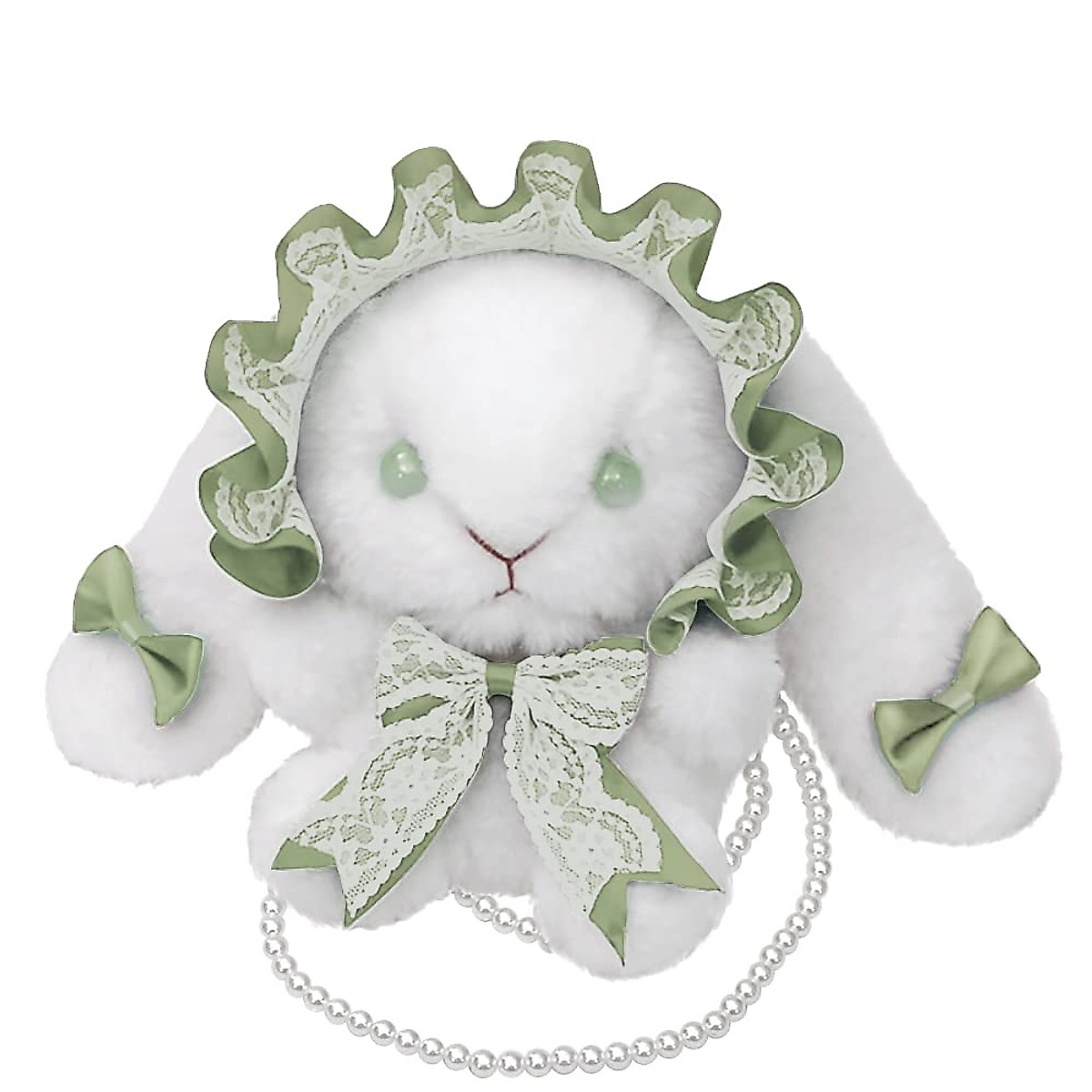 SUVCOTIN Plush Bunny Bag Crossbody One Shoulder Lolita Rabbit Women Bag for Kids Gift (Green Bunny)