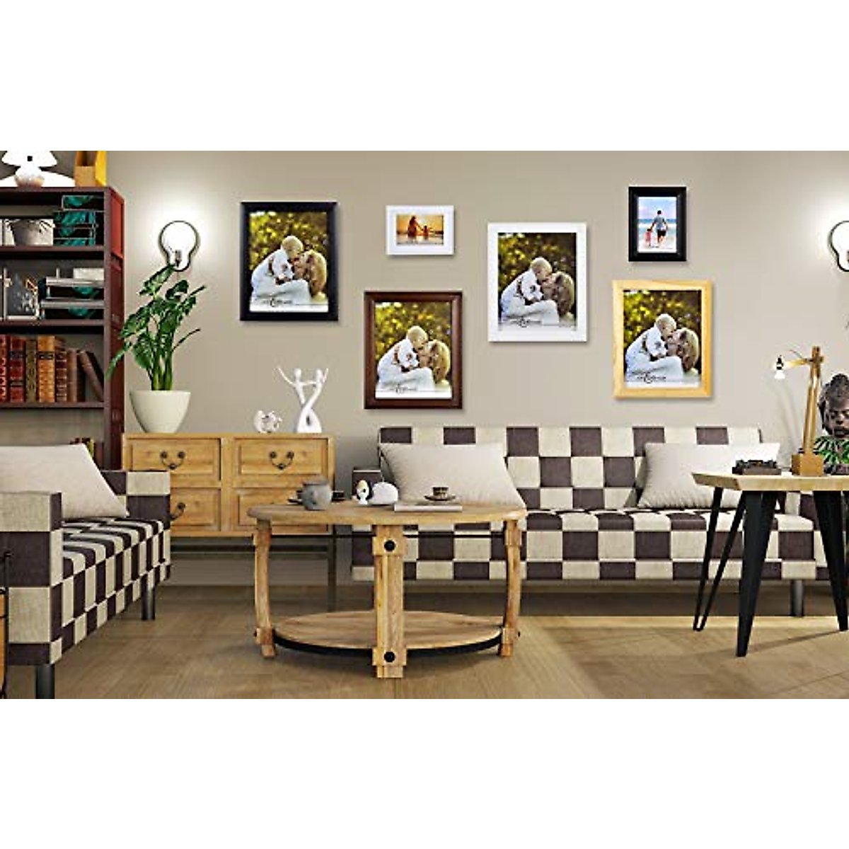 Spiretro 8 x 10 inch Classic Curve Wide Molding, Natural Solid Wood Picture Frame with Plexiglass, Vertical and Horizontal for Tabletop or Wall Mounting Display Photo Frame, Plain Honey Brown