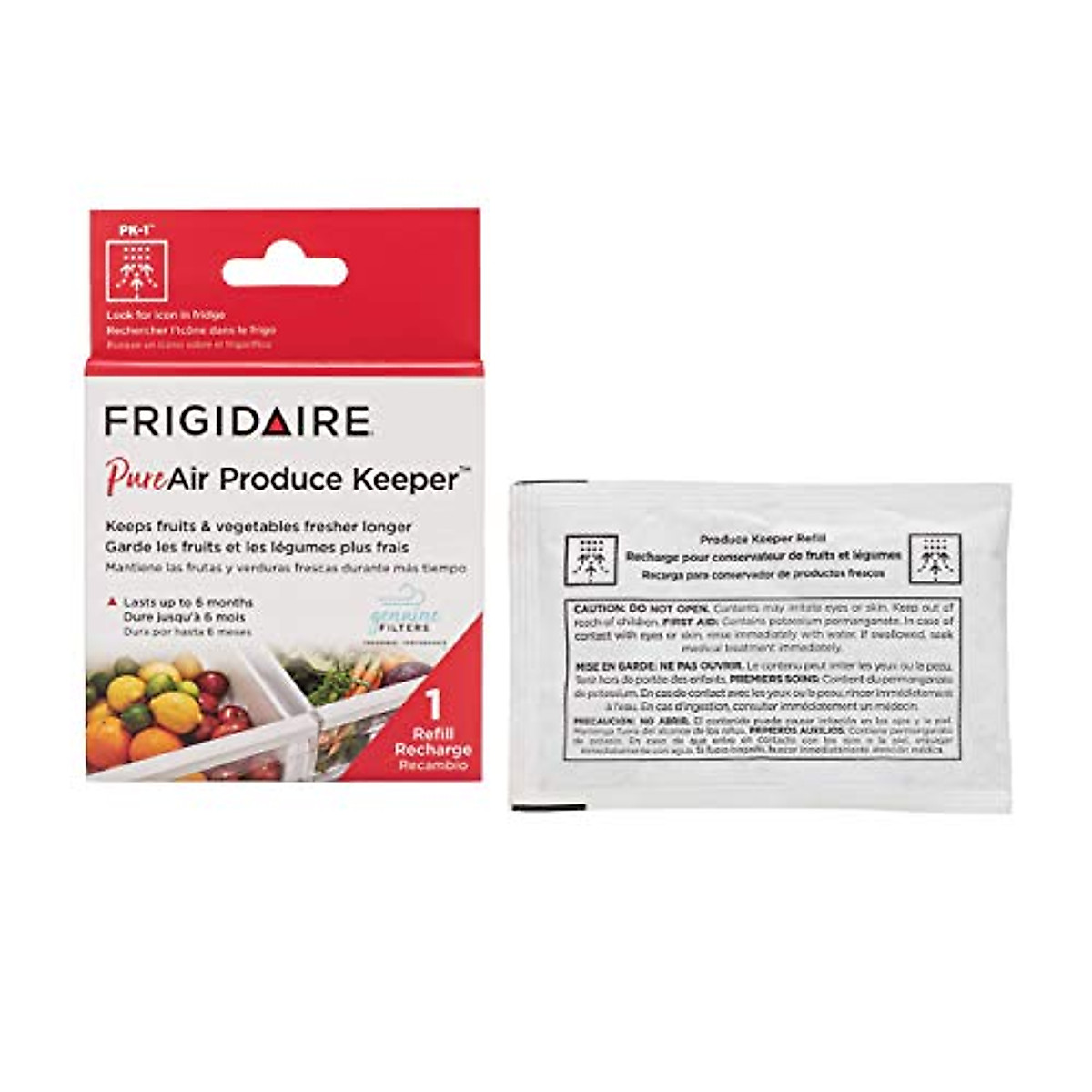 Frigidaire EPTWFU01 Water Filtration Filter, 1 Count, White & Frigidaire FRPAPKRF Pure Air Produce Keeper