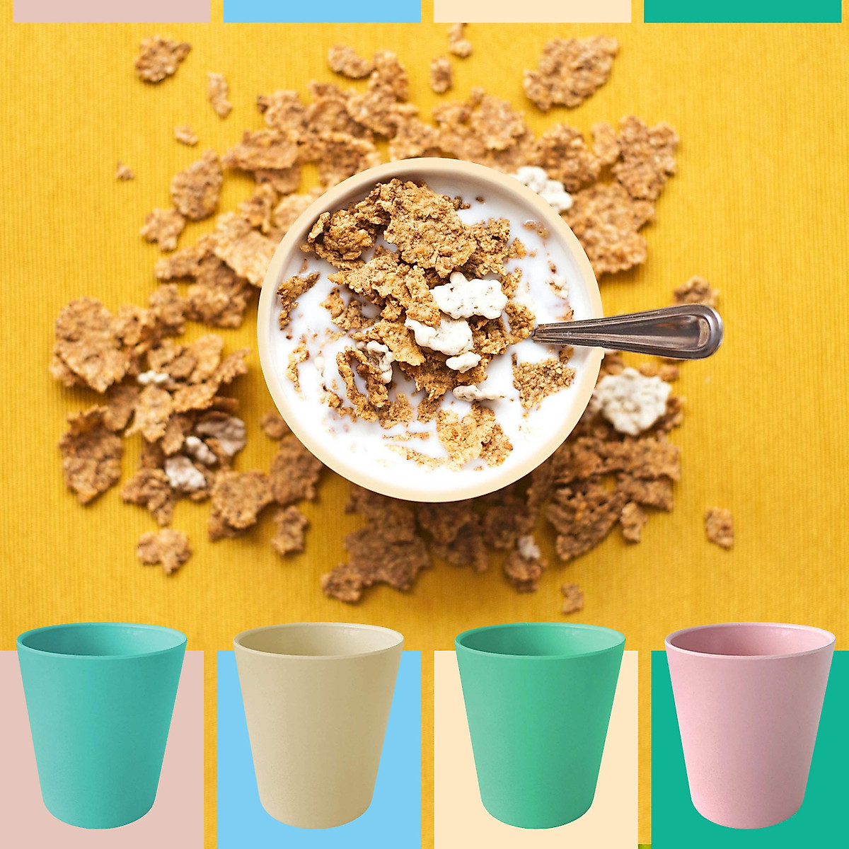 Shopper Goods Bamboo Cups Kids Toddler Multi-Color (4 Pack / 10 Oz)