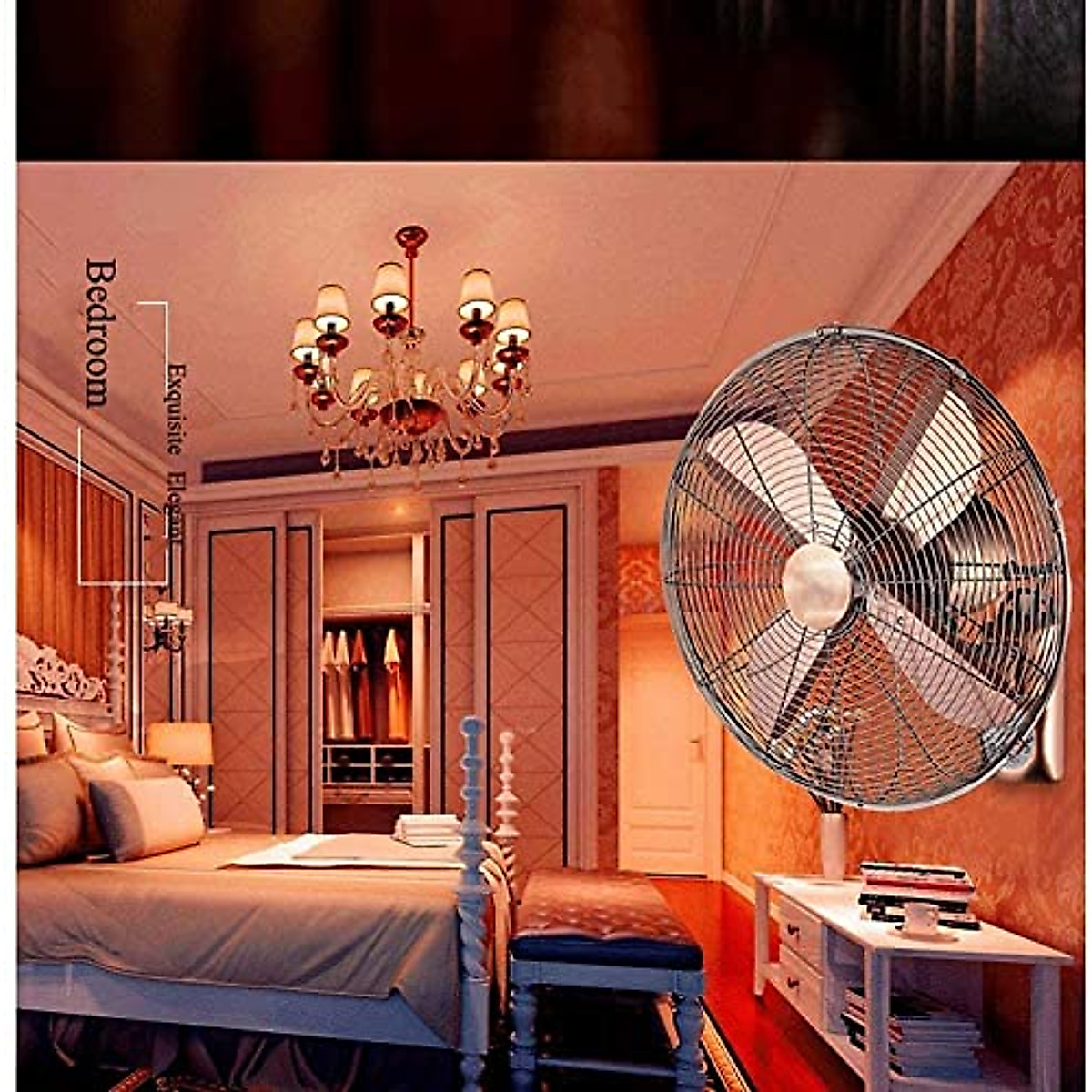 SZYDKJ Remote Control Swing Fan for Household Industry,Wall Mount Oscillating Fan Wall-Mounted Fans-Retro Antique Metal Wall Fan/ 3 Speed Settings,Quiet Operation (Size : W:400mm/H:450mm)