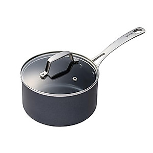 KYOCERA Ceramic Saucepan with Ceramic Non-Stick Coating, 7 inches, PFAS/PTFE Free, Stainless Steel Handle, Suitable for All Stove Types, Includes Glass Lid, CSP-07