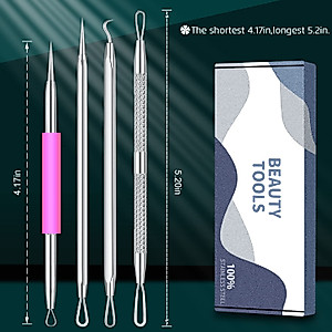 22PCS Blackhead Remover Tools, Acne Blemish Removal, Pimple Popper Extractor, Comedone Whitehead Zit Tweezers, Stainless Steel with Metal Case