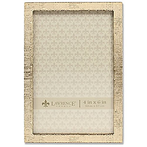 Lawrence Frames 712346 4x6 Gold Metal Linen Pattern Picture Frame