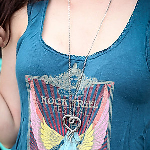 Controse Women's Silver-Toned Heart Shaped Stainless Steel Sea Lover Octopus Necklace 31"