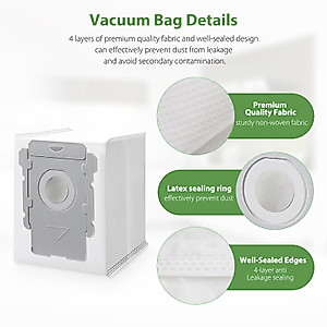 18 Pack Vacuum Bags for iRobot Roomba i7, i7+, i7Plus, i8, i8+, i3, i3+, i4, i4+, i6, i6+, s9, s9+, s9Plus, i and s Series Clean Base Automatic Dirt Disposal Bags