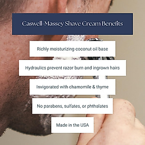 Caswell-Massey Heritage Woodgrain Sandalwood Shave Cream, Natural Men’s Shaving Cream for Smooth Beard Shaving, Soothing for Sensitive Skin, USA Made, 8 Fl Oz
