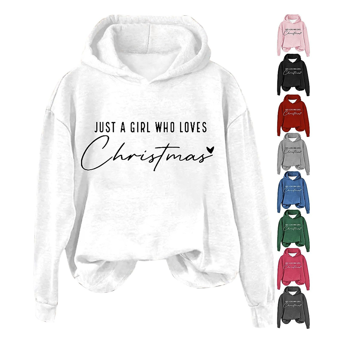 BLUBUKLKUN deals of the day lightning deals Women Hoodie Sweatshirt Just A Girl Who Loves Christmas Sweatshirt Xmas Sweater Crewneck Pullover Tops Funny (Red, XL)