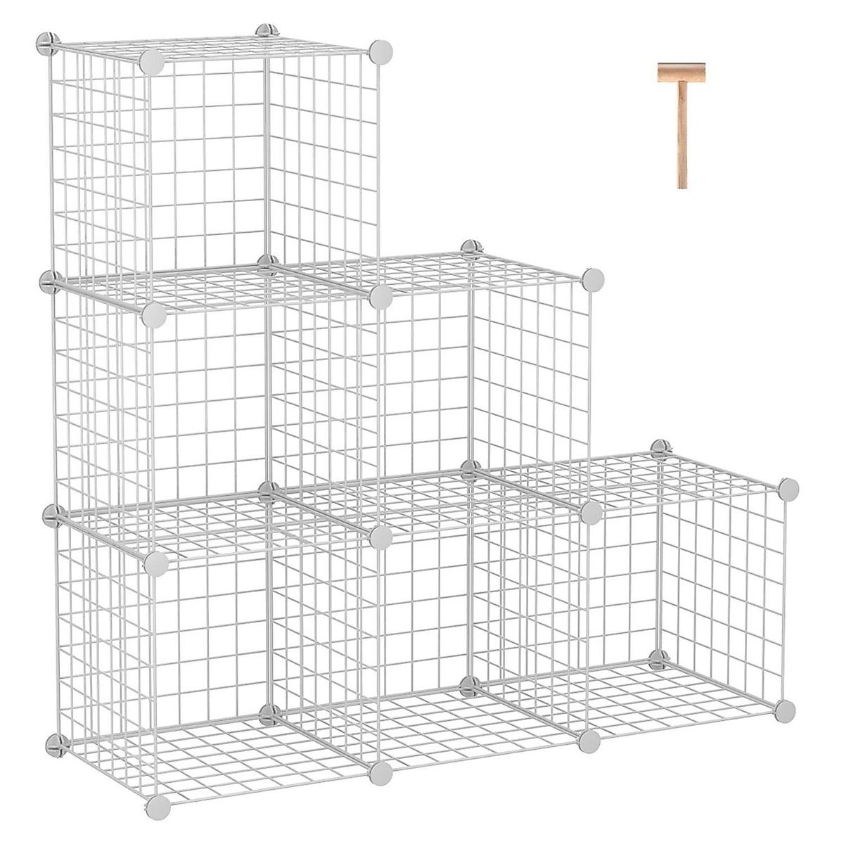 C&AHOME Wire Cube Storage, 6 - Cube Organizer Metal C Grids, Modular Shelves Units, Storage Bins Shelving, Closet Organizer, Ideal for Home, Office, Living Room, 36.6”L x 12.4”W x 36.6”H White