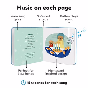 Calis Books Jewish Musical Book | Passover Books for Kids 1-3 - Jewish Holidays Book for Children with 6 Traditional Jewish Songs | Jewish Books for Toddlers | Passover Gifts for Children