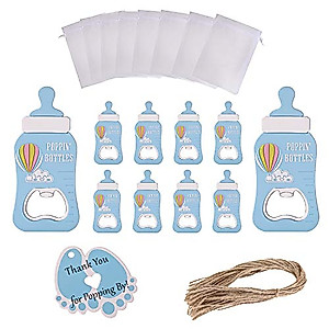 24Pack Poppin Bottle Shaped Bottle Opener Boy Baby Shower Favor 1st Birthday Gifts for Guest Kids Birthday Party Favor Mom-To-Be Party Souvenir/Keepsake,Baby Shower Decoration (Blue, 24)