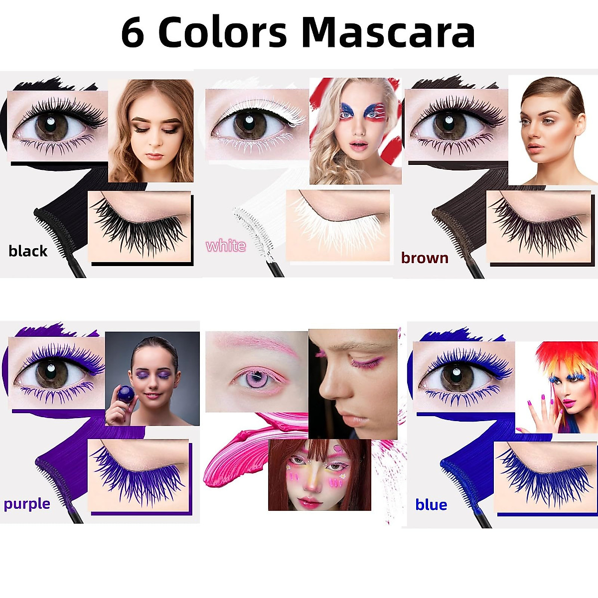 LGSZGDCN 6 Colors Lashes Mascara Eyes Waterproof Fast Dry Eyelashes Curling Lengthening Makeup Eye Lengthening, Lifting, Curling Kit Gift Set