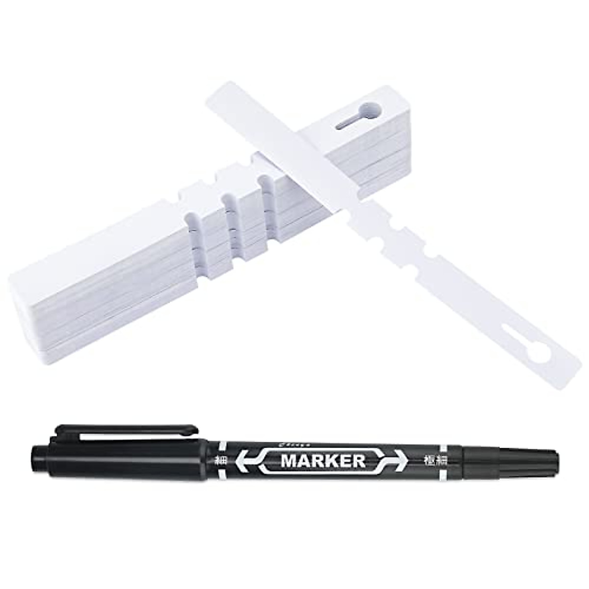 KINGLAKE 200 Pcs White Plastic Plant Tree Tags Nursery Garden Lables 2x20cm Wrap Around Hanging Tags Nursery Garden Stakes Large Writing Surface