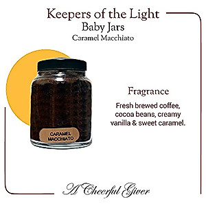 A Cheerful Giver - Caramel Macchiato Baby Scented Glass Jar Candle (6oz) with Lid & True to Life Fragrance Made in USA