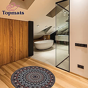 TopMats Round Area Rug - Modern Premium Indoor and Outdoor Durable Round Rug for Kitchen, Bedroom, Bathroom, Living Room, or Fireplace. Non-Skid, Washable, and Easy to Clean - 24in (Stainglass)