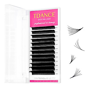 TDANCE Easy Fan Lash Extensions Thickness 0.07 D Curl Mix 8-15mm + Premade Fans Eyelash Extensions 10D D Curl 0.07 Thickness Middle Stem 8-15mm Mixed Length
