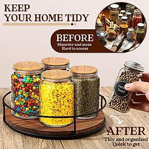 Wesiti 6 Pack Lazy Susan Organizer 9 Inch 10 Inch Wood Lazy Susan Turntable with Steel Edges 360 Degree Kitchen Countertop Organizer for Cabinet Pantry