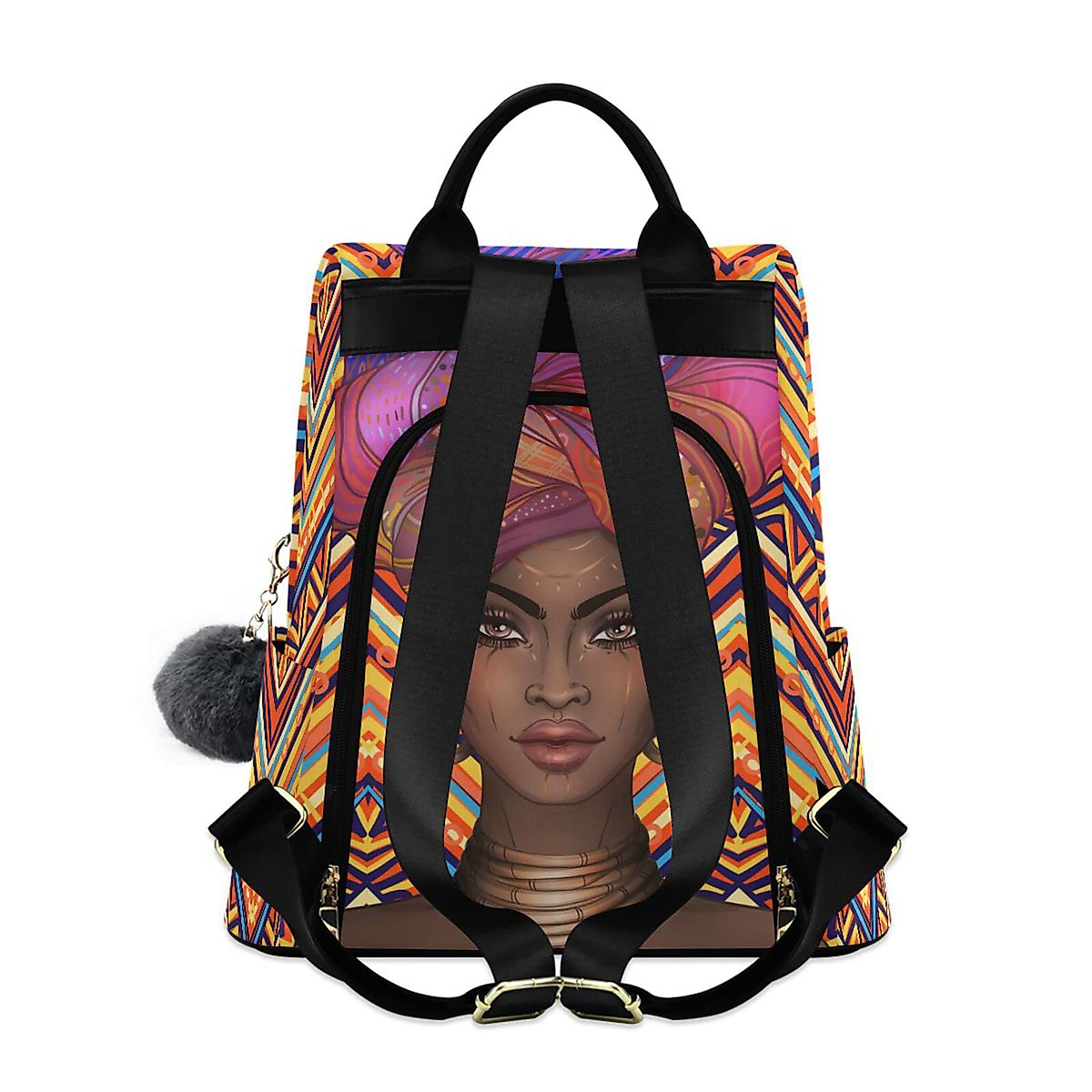 senya Fashion Backpack Purse for Women, African American Woman Ethnic Backpack Shoulder Bag for Women