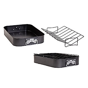 Gibson Home 63665.02 Top Roast Non-Stick Roaster with Rack, Black