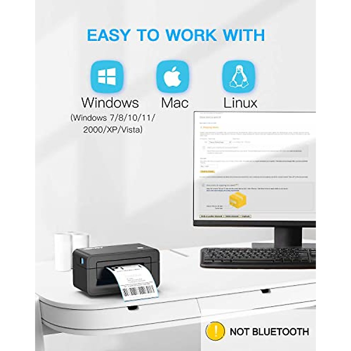 iDPRT Thermal Label Printer SP410 Thermal Shipping Label Printer, 4x6 Label Printer, Thermal Label Maker, Compatible with Shopify, Ebay, UPS, USPS, FedEx, Amazon & Etsy, Support Multiple Systems