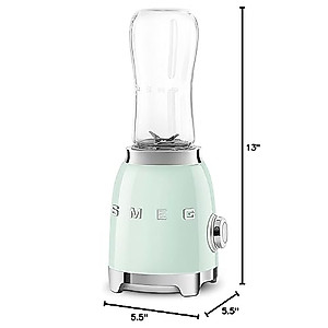 SMEG 50's Retro Style Personal Blender with Backlit Knob and Two BPA 600 ML Free bottles PBF01PGUS Pastel Green