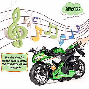 Motorcycle Toy,with Light and Music Toys Motorcycle Diecast Models, Toy Motorcycles for Boys,Toy Motorcycle for Kids 3-9 (Green)