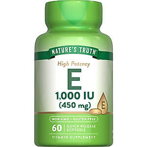 Nature's Truth Vitamin E Softgels | 1000 IU | 60 Count | Non-GMO & Gluten Free Supplement