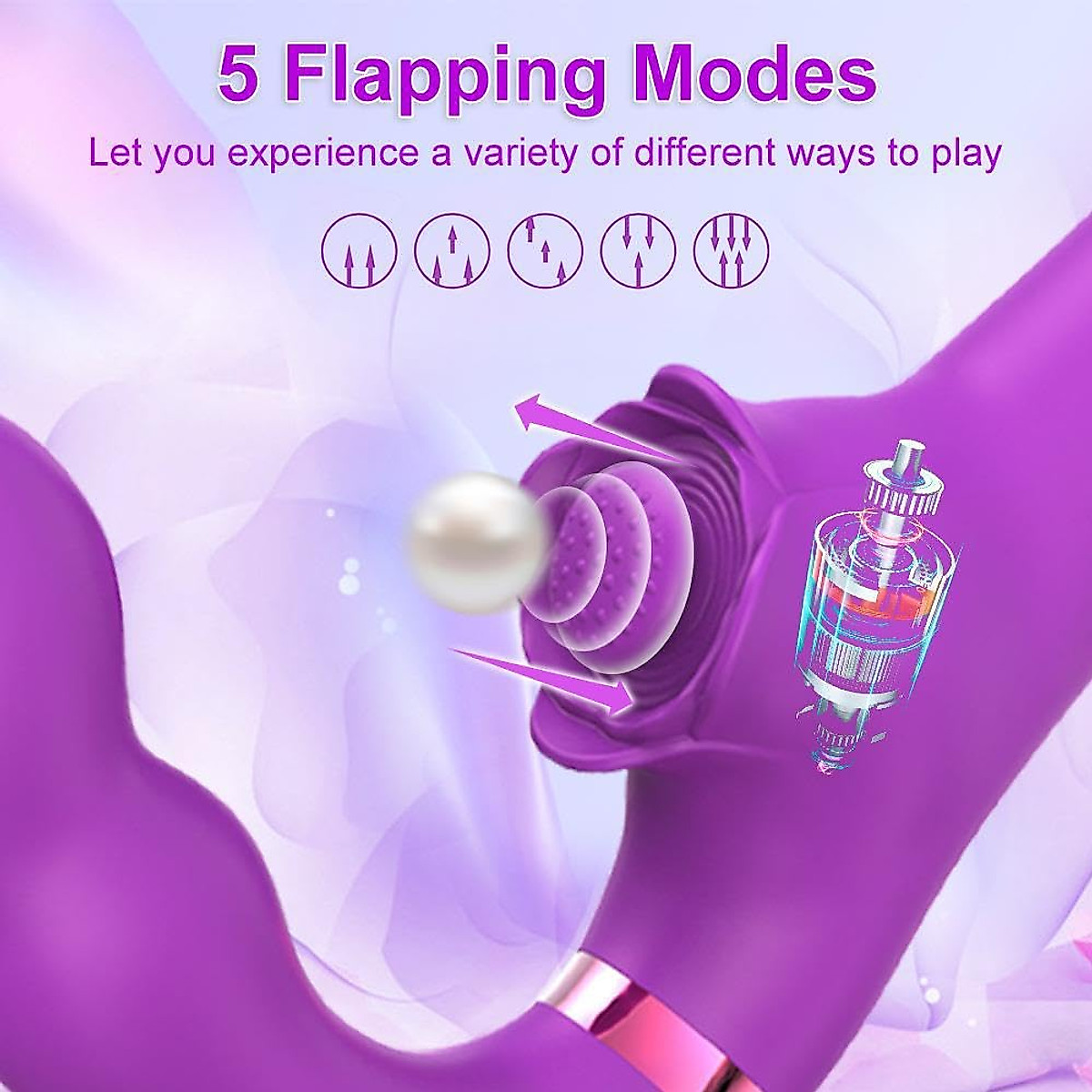 Female G-spot Vibrator, Strapless Dildo Vibrator, Triple Motorized Strap-on 25 Vibration Patterns and Remote Control, Adult Anal Sex Toys for Lesbian Couples (Purple)