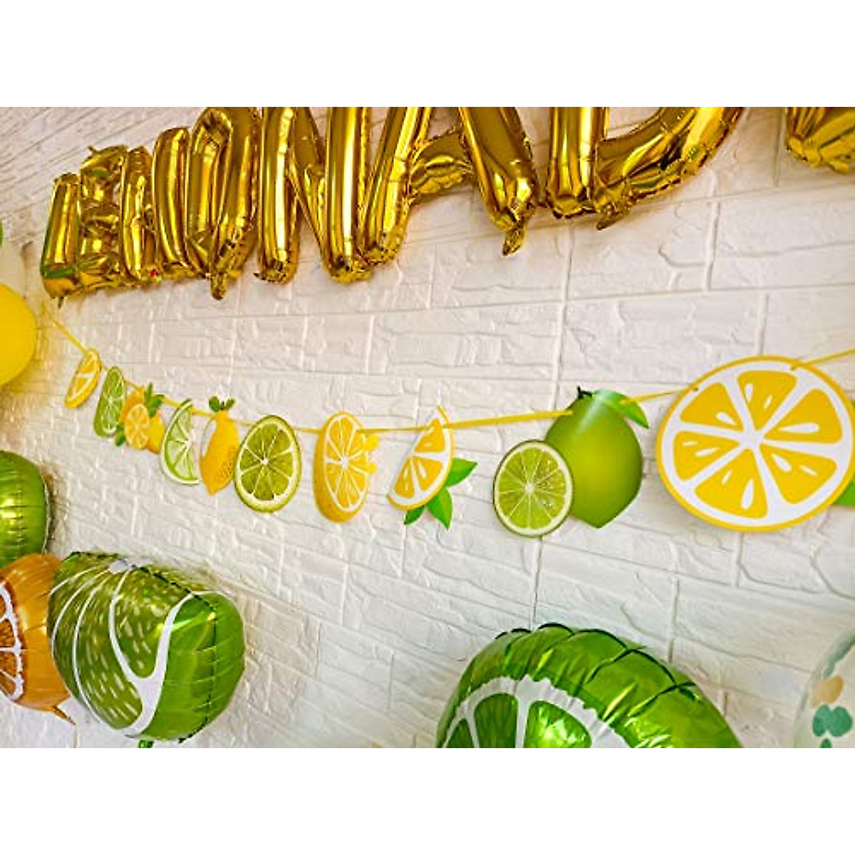 Lemonade Party Decoration Lemonade Foil Latex Balloons Banner,Lemonade Garland Decoration for Summer Lemonade Party