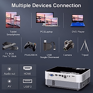 Native 1080P WiFi Bluetooth Projector, MOOKA Upgraded 8500L HD Video Projector with Carrying Bag,Support 4K &300“ Display,Mini Outdoor Movie Projectors Compatible with iOS/Android/PC/TV Stick/PS4