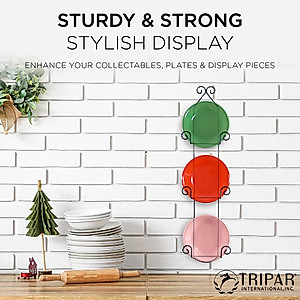 Tripar 3 Tier Vertical Black Plate Rack for Collectible Plates, Plaques, Dishes, & China