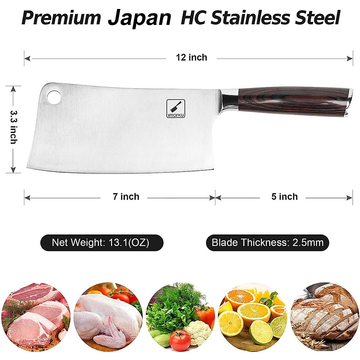 imarku 7 inch Meat Cleaver and 3.5 Inch Paring Knife, Japanese Stainless Steel Sharp Kitchen Knife with Ergonomic Handle, Best Knives Choice for Thanksgiving, Christmas Gifts