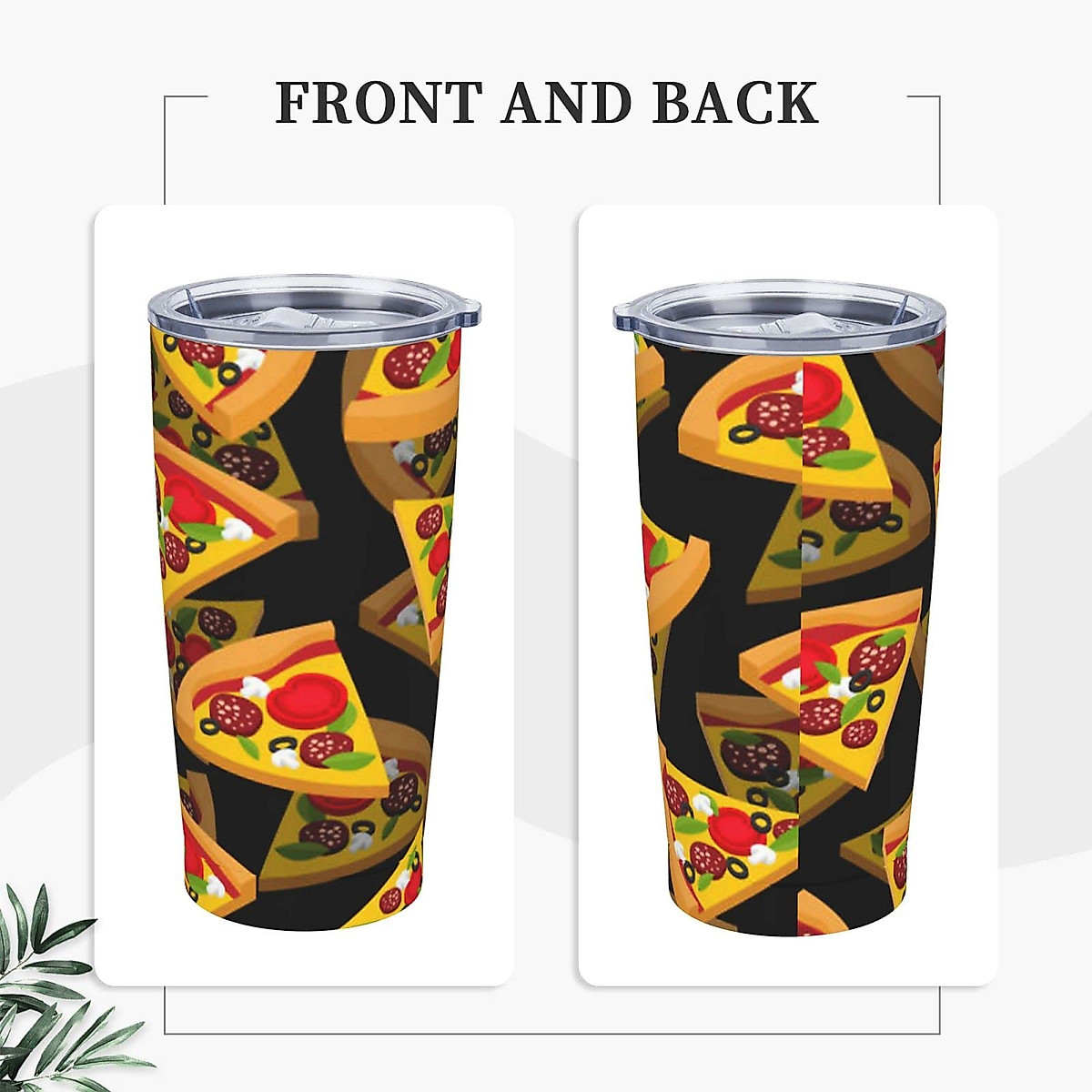 MORYEN 20 OZ Tumbler Double Wall Stainless Steel Cup Pizza 3D Printed Vacuum Insulated Coffee Cups Car Mug Home Office Travel