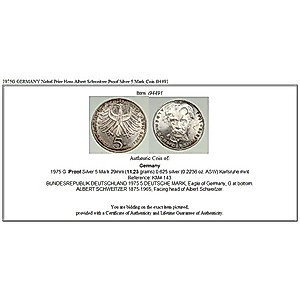 1655 DE 1975G GERMANY Nobel Prize Hero Albert Schweitzer 5 Mark Good Uncertified