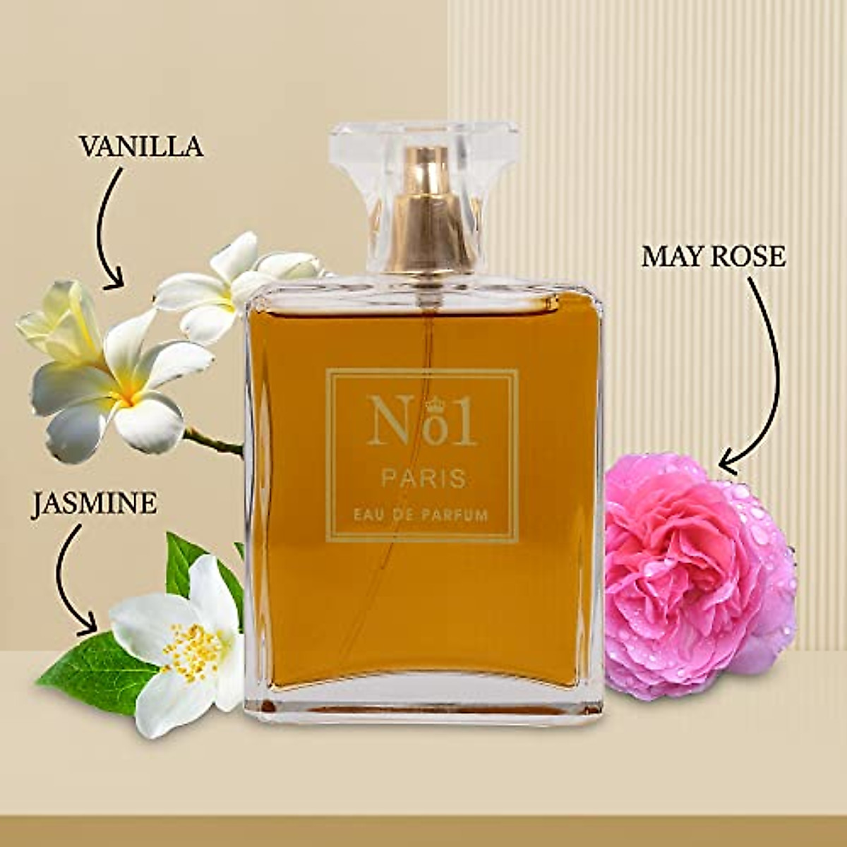 NovoGlow No.1 Paris for Women - 3.4 Fl Oz Eau De Parfum Spray - Long Lasting Floral Citrusy & Powdery Scent Smell Fresh & Feminine All Day Includes Carrying Pouch Gift for Women for All Occasions