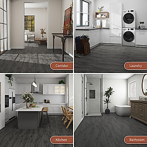 MULGREAT Peel and Stick Floor Tile, 54 Sq.Ft Self Adhesive Vinyl Flooring Plank, 36 Pieces Waterproof Heavy Duty Wood Grain Tiles, 36"x6" DIY Planks for Apartment Bathroom, Wooden Knot Pattern