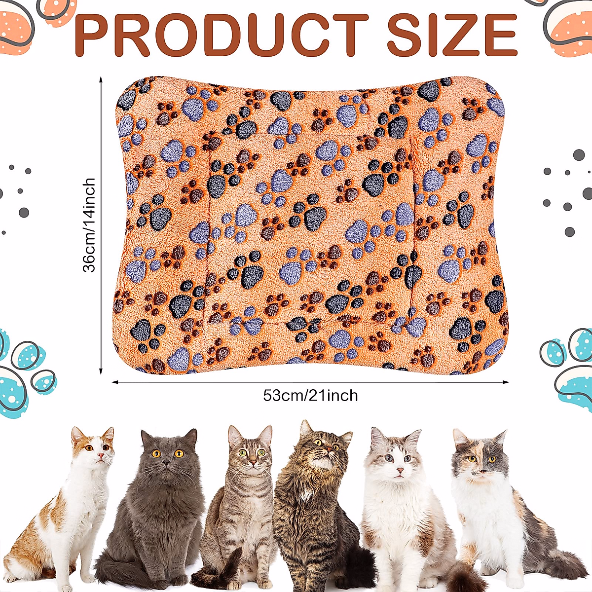 4 Pack Ultra Soft Dog Cat Bed Mat with Cute Prints Reversible Fleece Dog Crate Kennel Pad Cozy Washable Thickened Hamster Guinea Pig Pet Bed Mat for Small Animals(21 x 14 Inches,Vivid Color)